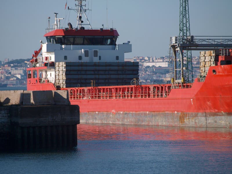 Cargo Navire on Port in Warm Light Stock Photo - Image of exposure ...