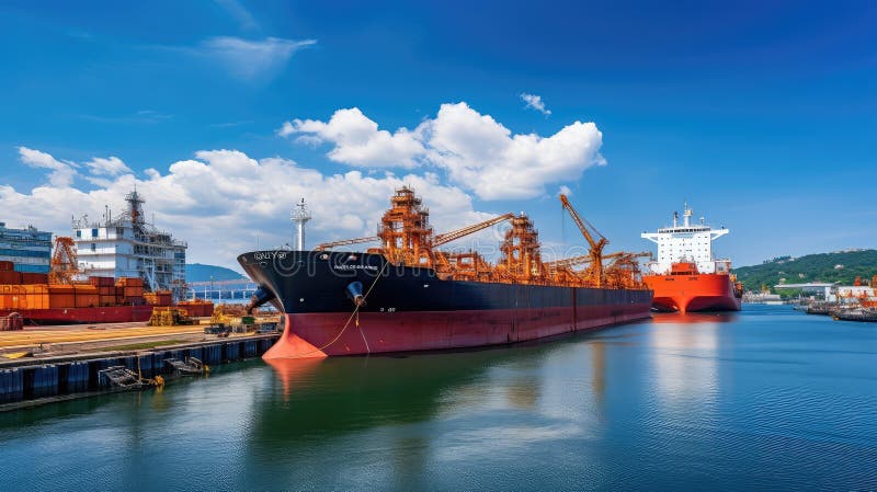 Cargo oil tanker vessel stock illustration. Illustration of loading ...