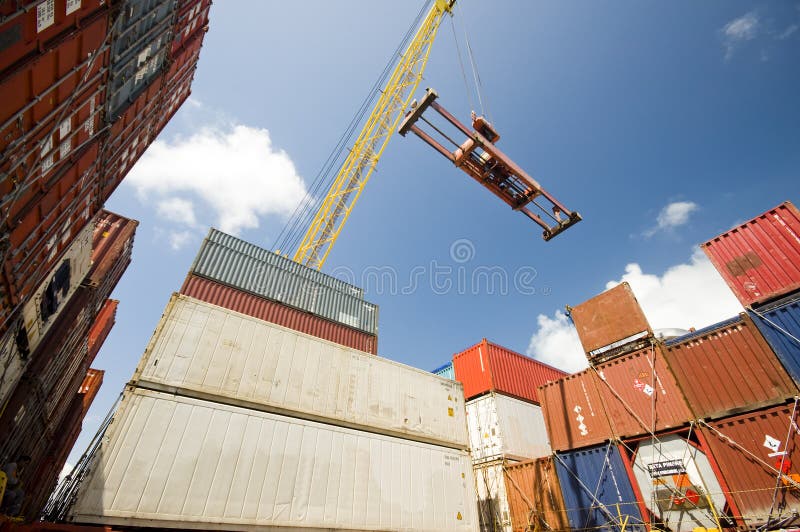 Cargo Operation Aboard Container Ship Stock Image - Image of loading ...