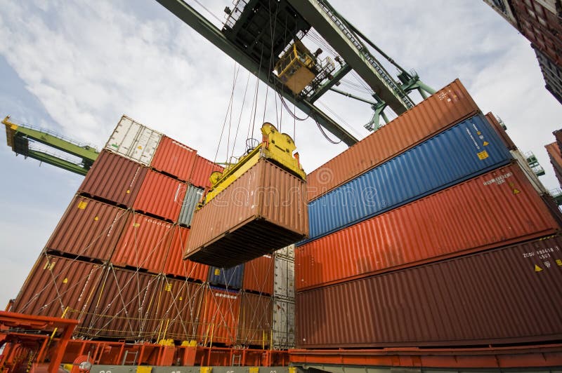 Cargo Operation Aboard Container Ship Stock Image - Image of loading ...