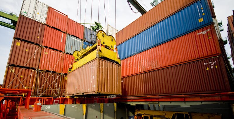 Cargo operation in port editorial stock photo. Image of boat - 53650638