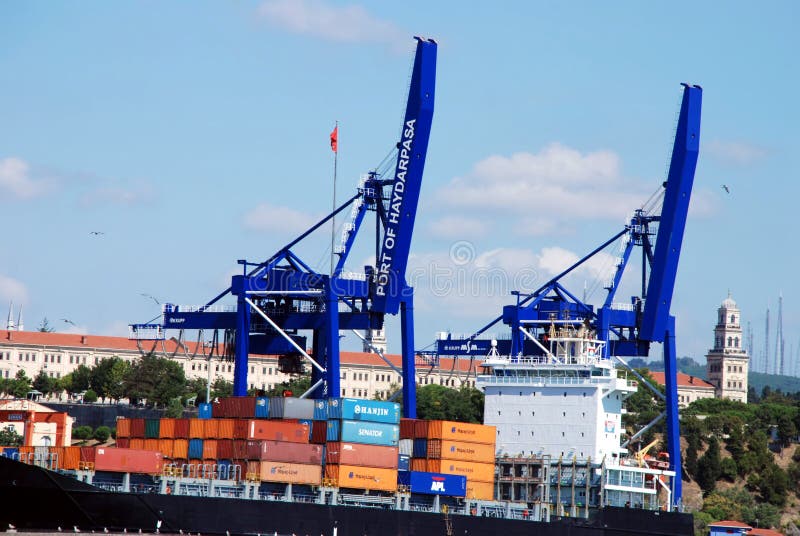 Cargo Operations on a Container Ship Editorial Photography - Image of ...