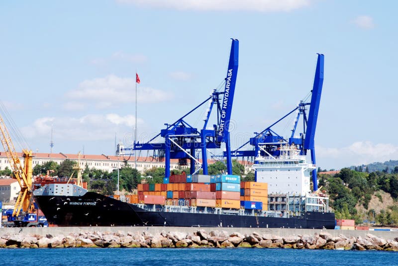 Cargo Operations on a Container Ship Editorial Stock Image - Image of ...