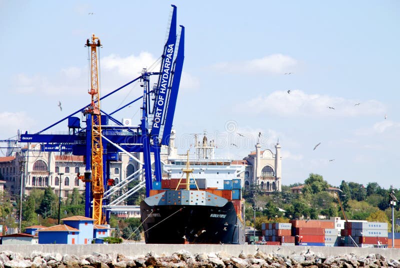 Cargo Operations on a Container Ship Editorial Stock Photo - Image of ...