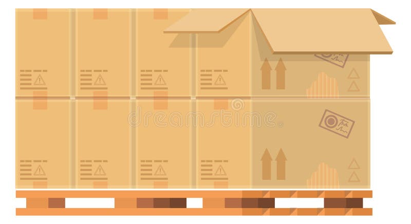 Cargo Pallet with Cardboard Boxes. Shipping Service Freight Stock ...