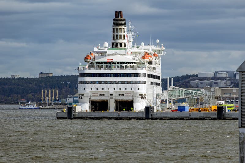 Cargo-passenger Ferry Ship Loading in a Port Stock Image - Image of ...