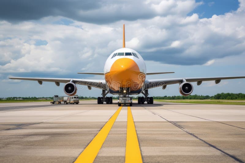 Cargo Plane on an Airport Runway Prepared for Loading Stock Photo ...