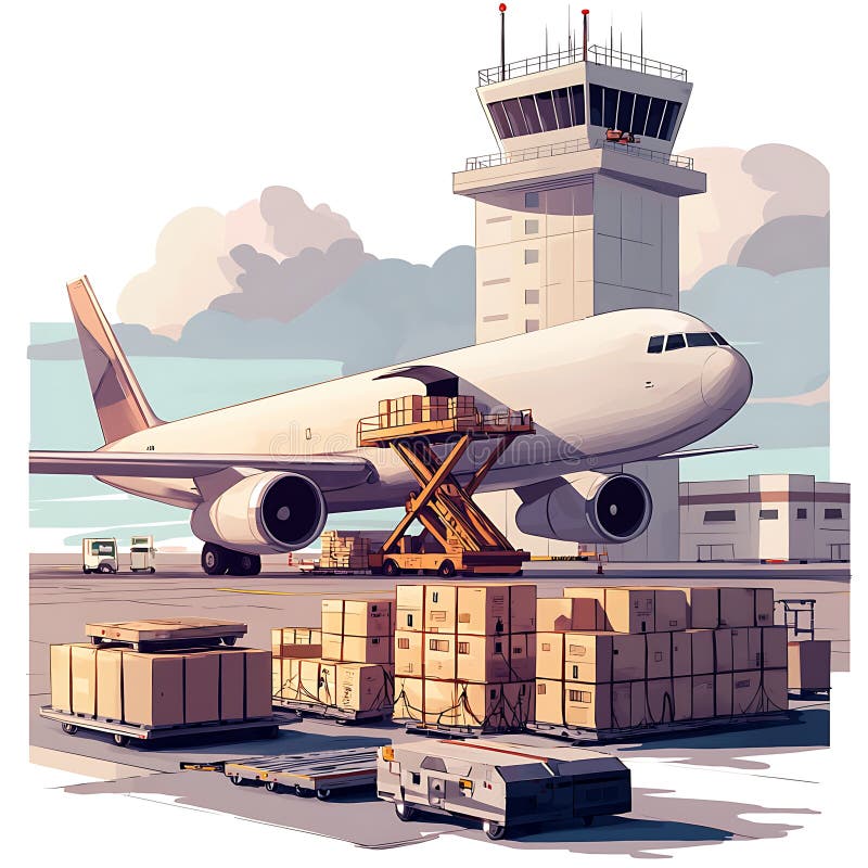 Cargo Plane Being Loaded with Packages at the Airport Stock ...