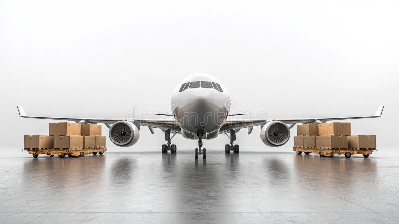 Cargo Plane with Containers Ready for Loading on Tarmac Stock ...