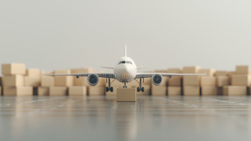 Cargo Plane Loading with Boxes for Distribution Stock Image - Image of ...