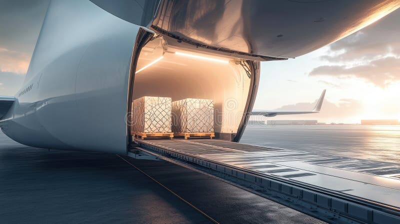 Cargo Plane Loading Freight in 8K Resolution 3D Render Stock ...