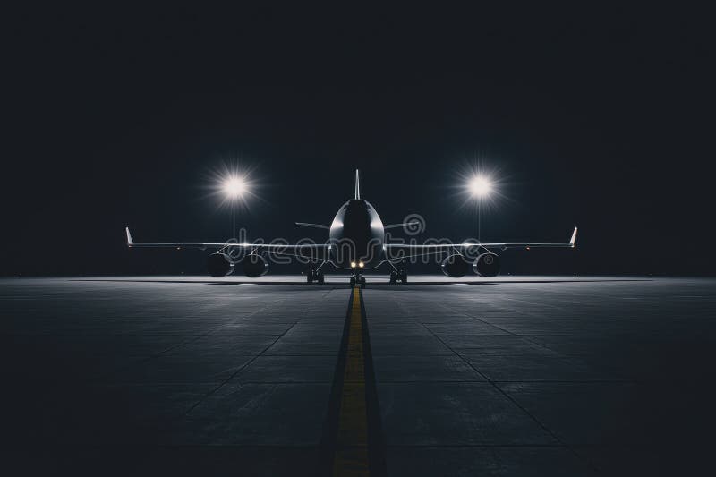 Cargo Plane Loading at Night Under Strong Lights Stock Photo - Image of ...