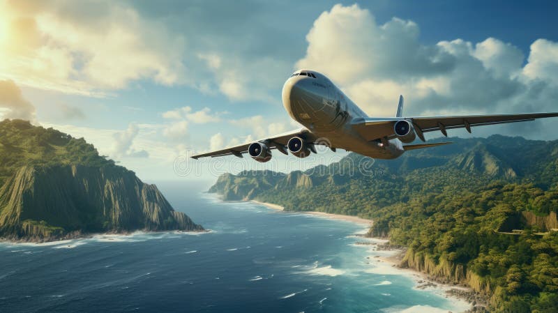 A Cargo Plane in Mid-flight Photo Realistic - Generative AI. Stock ...