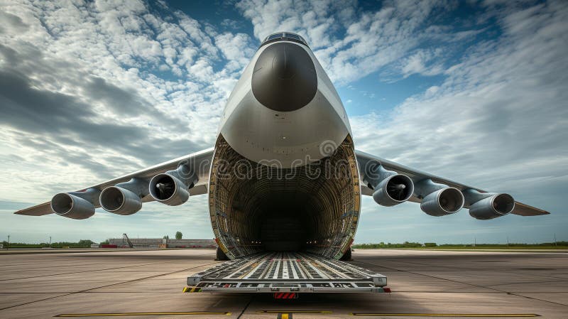 Cargo Plane Ready for Loading on the Airfield Stock Photo - Image of ...