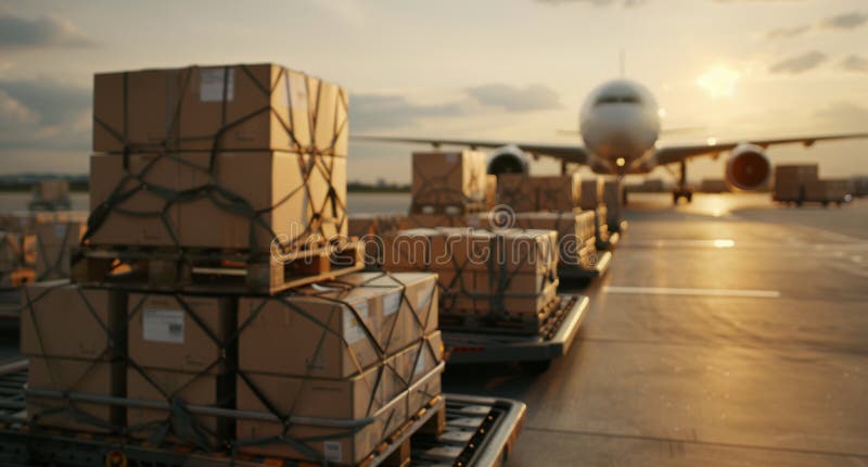 Cargo Plane at Sunset stock photo. Image of wrap, industry - 328318886
