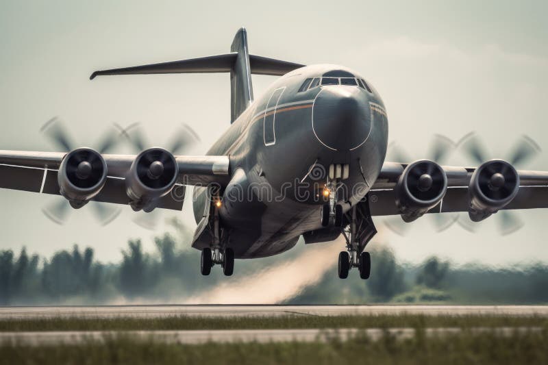 Cargo Plane Taking Off Runway Generative AI Stock Illustration ...