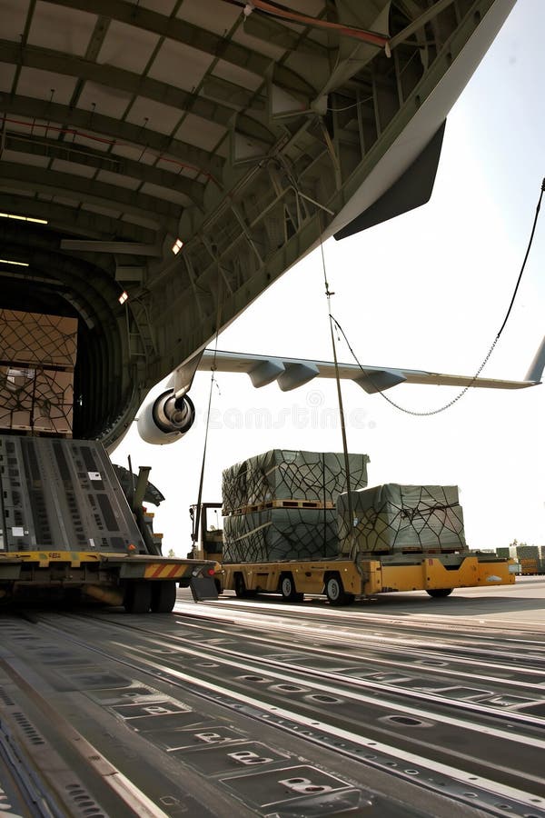 Cargo Plane Undergoing Loading Operations at an Airport Terminal Stock ...