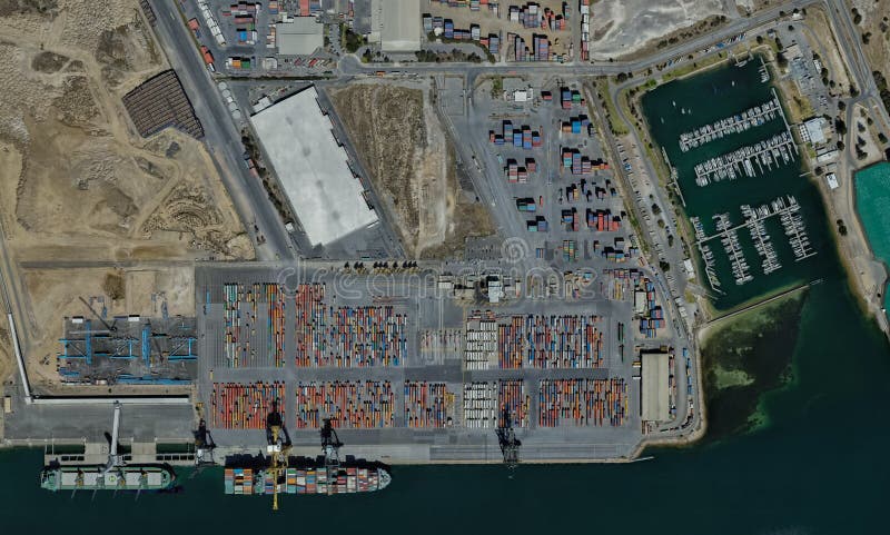Cargo Port of Adelaide, Australia on the Gulf of St. Vincent Stock ...