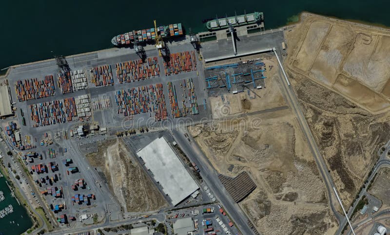 Cargo Port of Adelaide, Australia on the Gulf of St. Vincent Stock ...