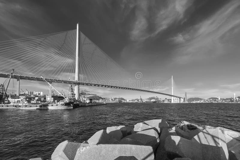Cargo Port and Bridge in Hong Kong Stock Photo - Image of city, china ...