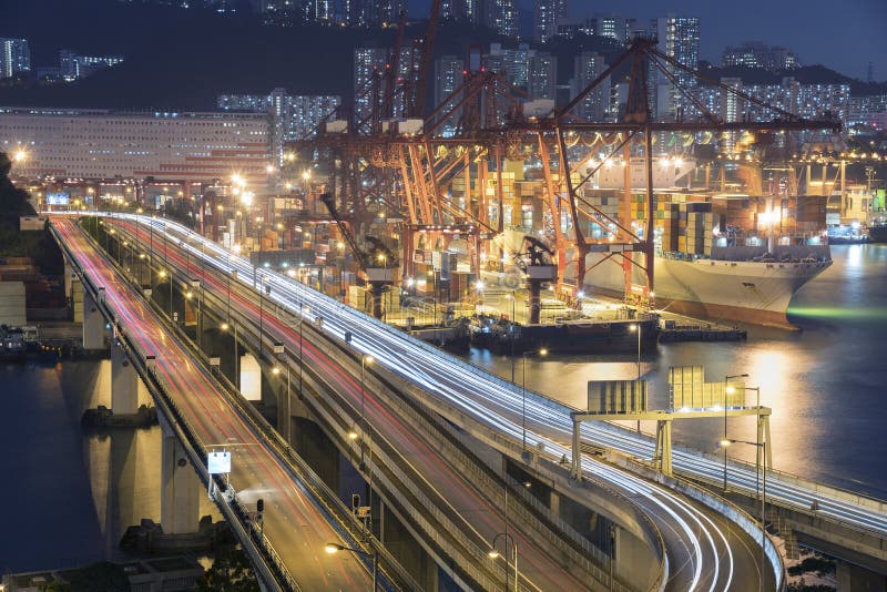 Cargo Port and Highway stock image. Image of import, port - 82345515