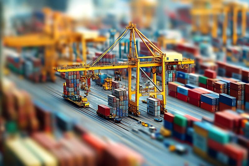 Cargo Port in Miniature stock illustration. Illustration of machinery ...