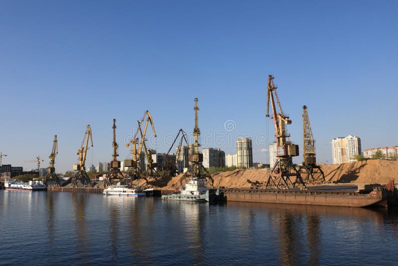 River port in Moscow stock image. Image of ship, crane - 18228687