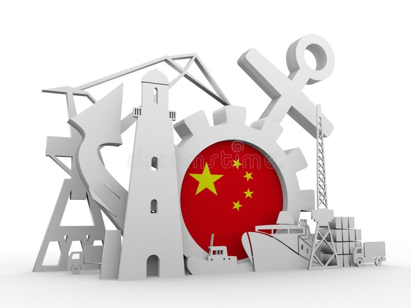 Cargo Port Relative Icons Set. Stock Photo - Image of marine, china ...