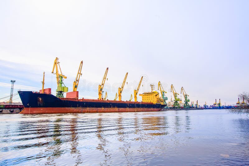 Cargo Port. Tanker Loading. Side View Stock Photo - Image of industry ...