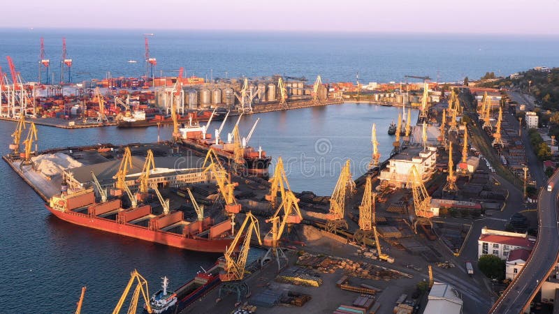 Cargo port in Ukraine. editorial stock photo. Image of tanker - 269187453