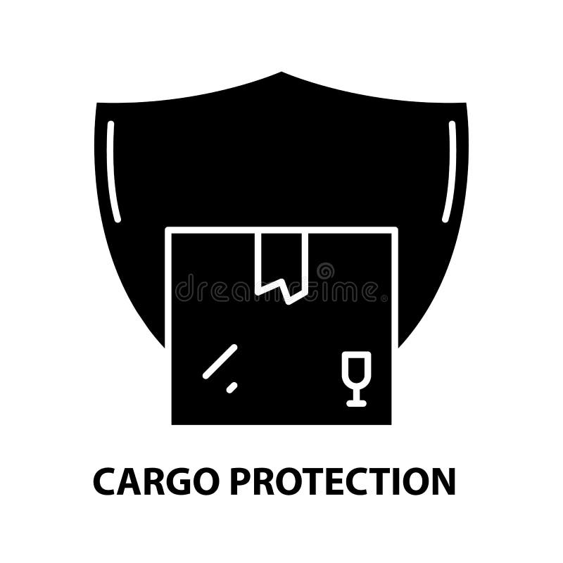 Cargo Protection Icon, Black Vector Sign with Editable Strokes, Concept ...