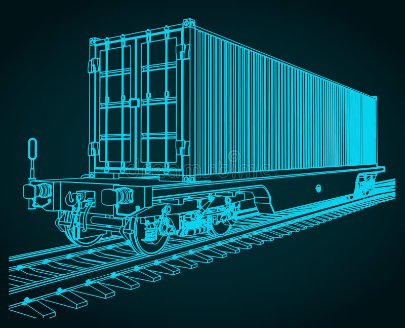 Cargo Railway Platform with a Container Illustration Stock Vector ...