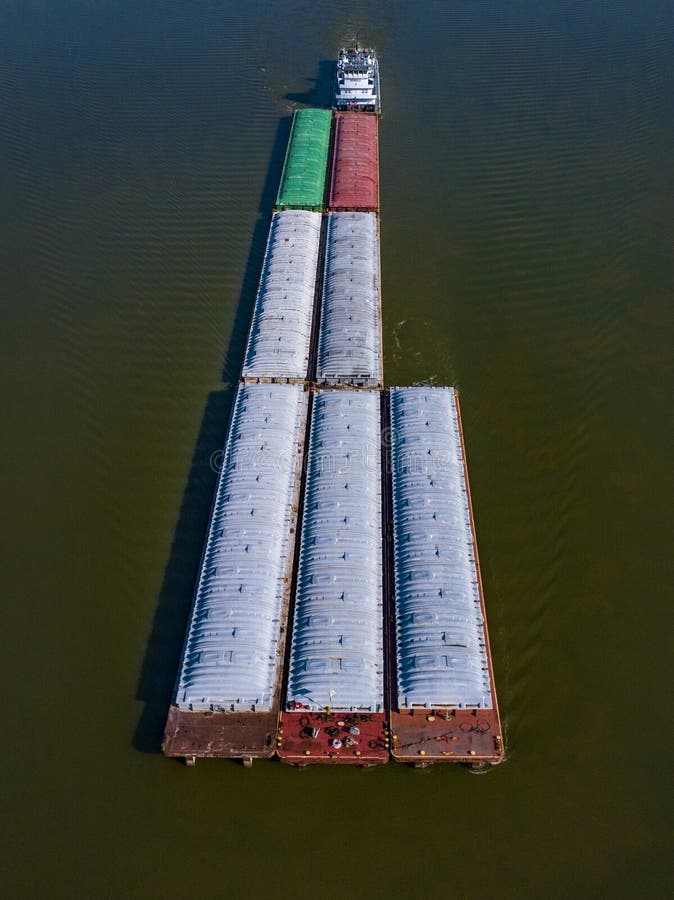 Cargo River Barge Floats Down Ohio River, Outside of Cincinnati Stock ...