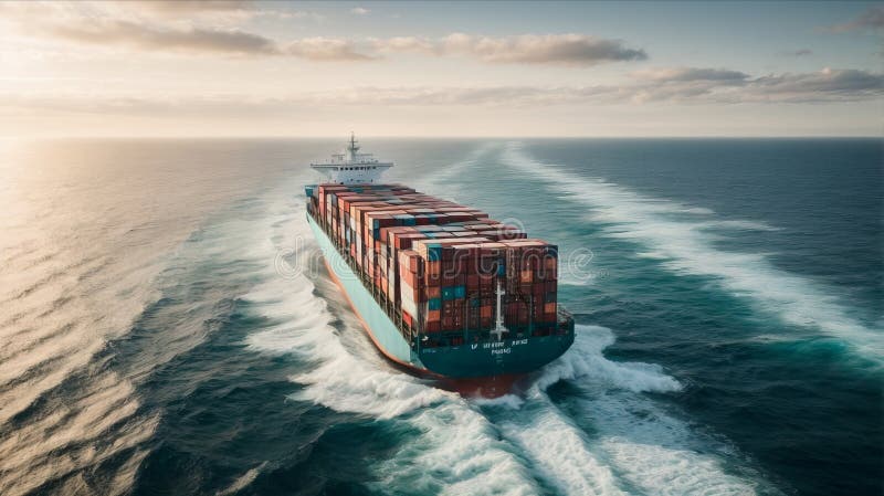 A Cargo Ship Loaded with Containers Sails the Ocean. Generative AI ...