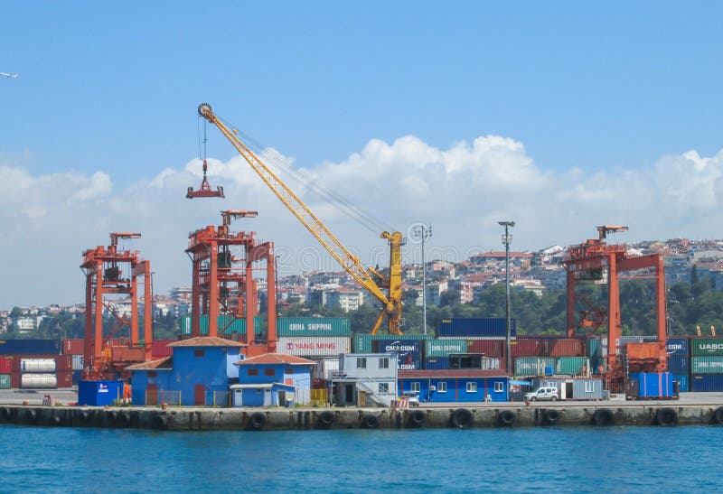 Cargo sea port and ships editorial image. Image of export - 82867880