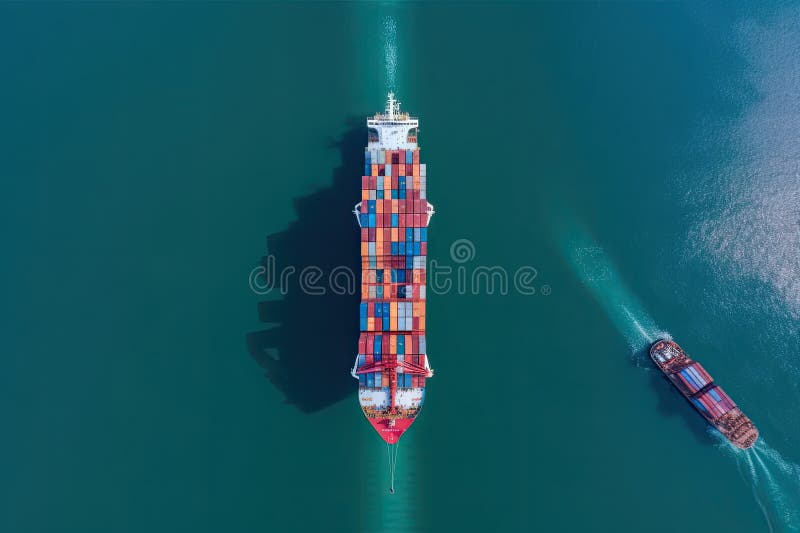 Cargo Sea Ship Carrying Containers and Working for Export. Freight ...