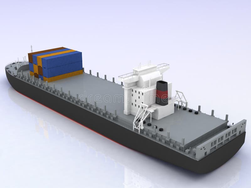 3d Rendering of a Cargo Ship Stock Illustration - Illustration of ...