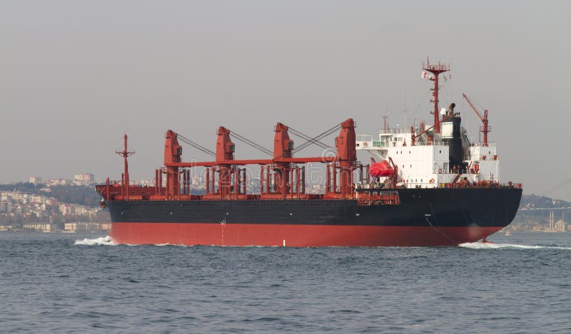 Bulk Carrier Cargo Ship Boat Sailing on Calm Water Stock Photo - Image ...