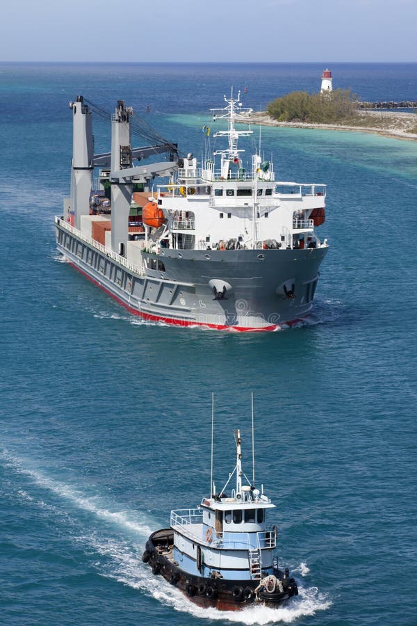 Cargo Ship On Caribbean Ocean Stock Photo - Image of water, open: 117018382
