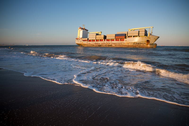 Side View Of An Old Cargo Ship Stock Photo - Image of corroded ...