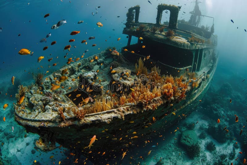 A Cargo Ship Anchored in the Ocean, a Shipwreck Teeming with Life ...
