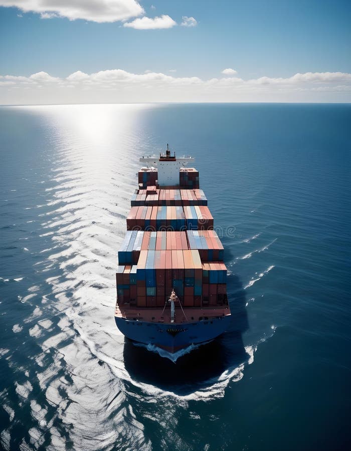 Cargo Ship Approaching Towards Port Stock Illustration - Illustration ...