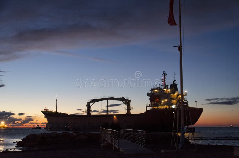 Cargo Ship Beached Near the Coast Stock Image - Image of harbor, cargo ...