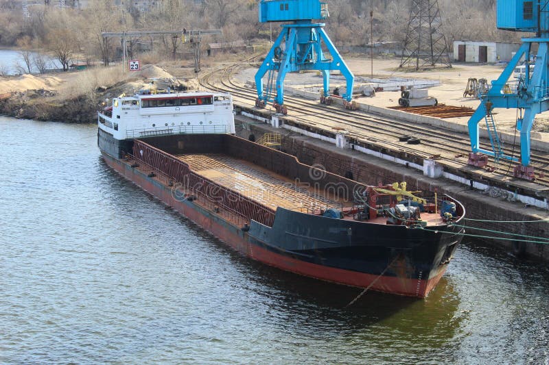 Cargo Ship at the Berth of the River Port Stock Image - Image of ...