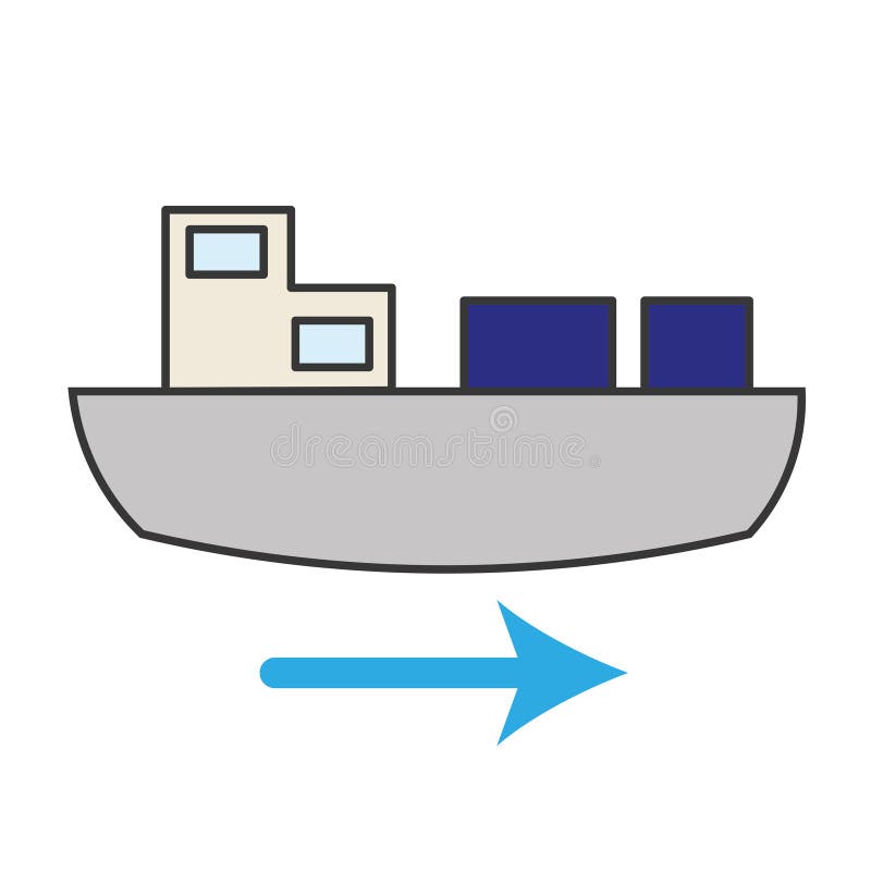 Cargo Ship with Blue Arrow. Vector Stock Vector - Illustration of arrow ...