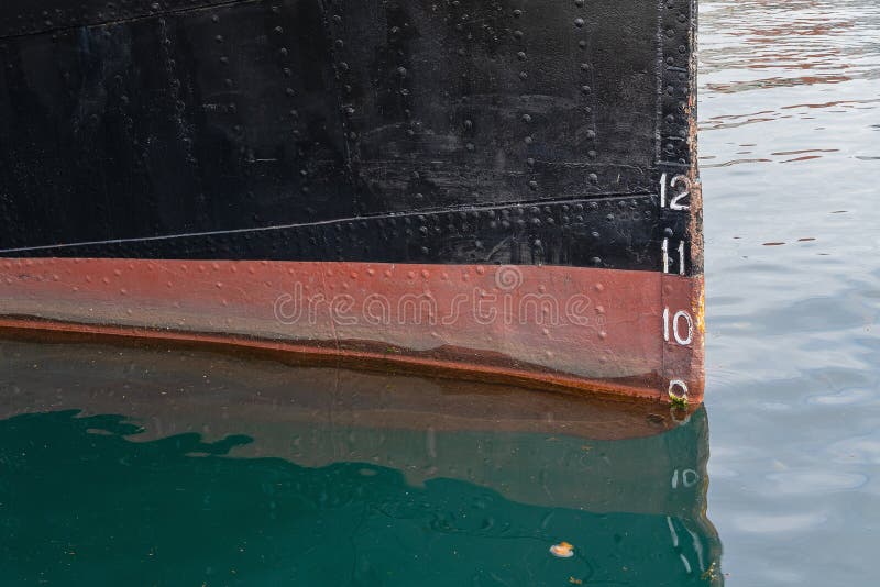 Cargo Ship Board with Figures of Vessel Draft Stock Photo - Image of ...