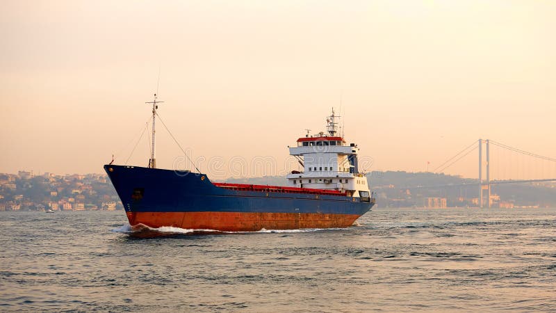 A Cargo Ship in the Bosphorus, Istanbul, Turkey. Stock Photo - Image of ...
