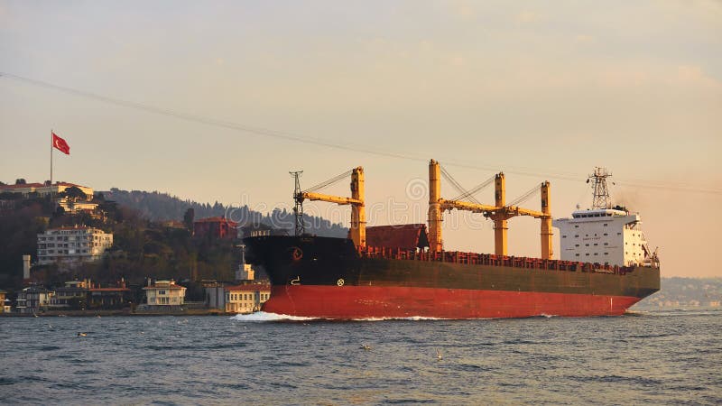 A Cargo Ship in the Bosphorus, Istanbul, Turkey. Stock Photo - Image of ...