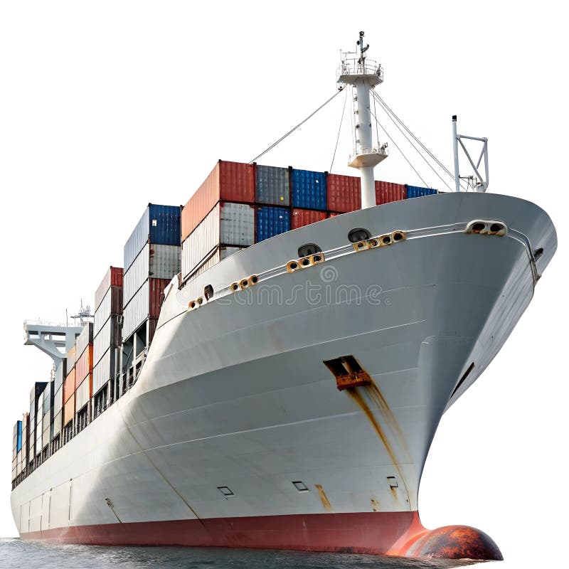 Cargo Ship Bow with Containers Stock Illustration - Illustration of ...