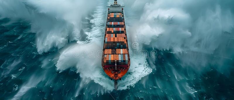 Cargo Ship Brave Waves: a Minimalist Ocean Symphony. Concept Ocean ...